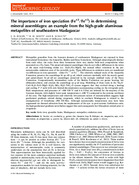 (PDF) The importance of iron speciation (Fe+2 /Fe+3 ) in determining ...