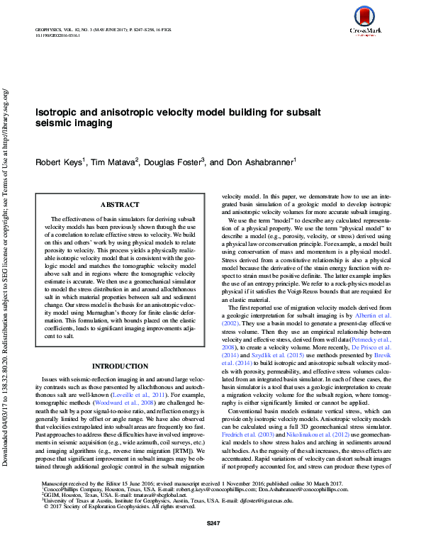 (PDF) Velocity Modeling for Subsalt Seismic Imaging