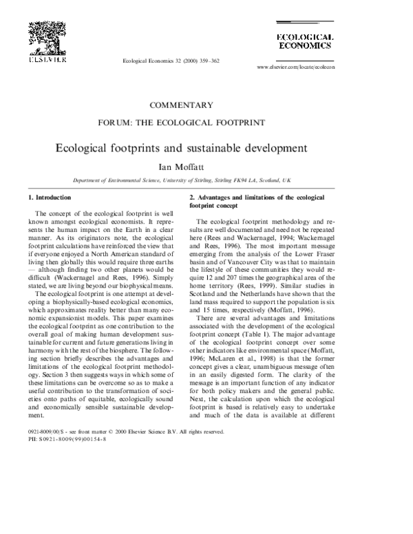 (PDF) Ecological footprints and sustainable development