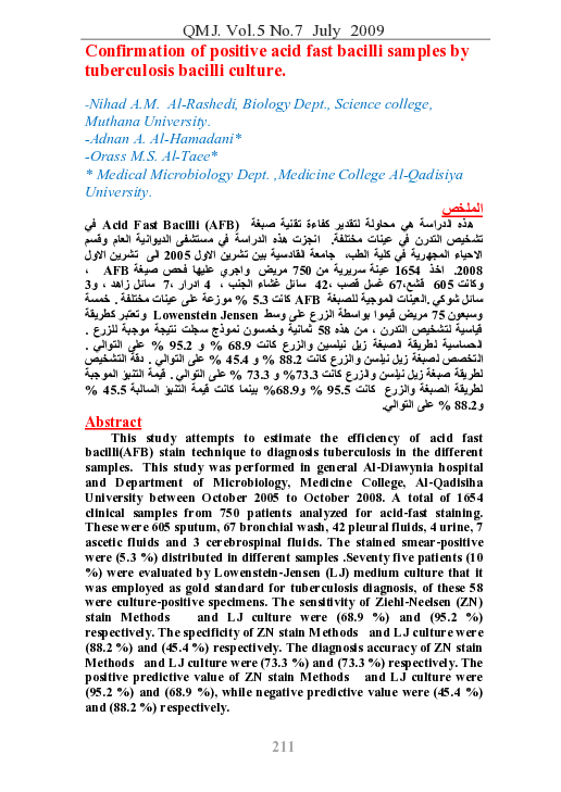 (PDF) Confirmation of positive acid fast bacilli samples by ...
