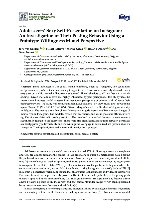 (PDF) Adolescents’ Sexy Self-Presentation on Instagram: An ...