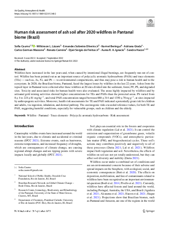 (PDF) Human risk assessment of ash soil after 2020 wildfires in ...