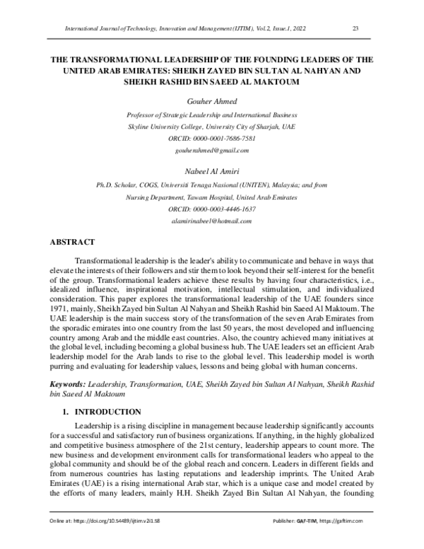 (PDF) The Transformational Leadership of the Founding Leaders of the ...