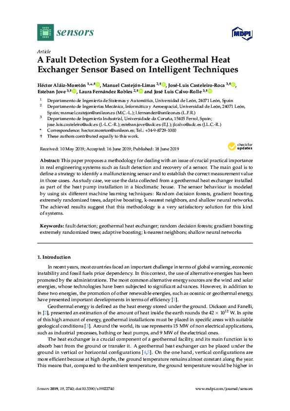 (PDF) A Fault Detection System for a Geothermal Heat Exchanger Sensor Based on Intelligent ...