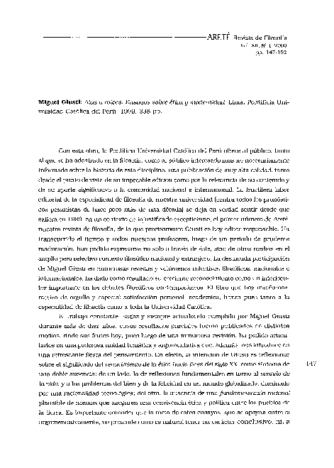 (PDF) Miguel Giusti. Alas y raíces: Ensayos sobre ética y modernidad