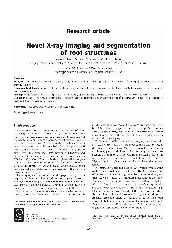 (PDF) Novel X‐ray imaging and segmentation of root structures
