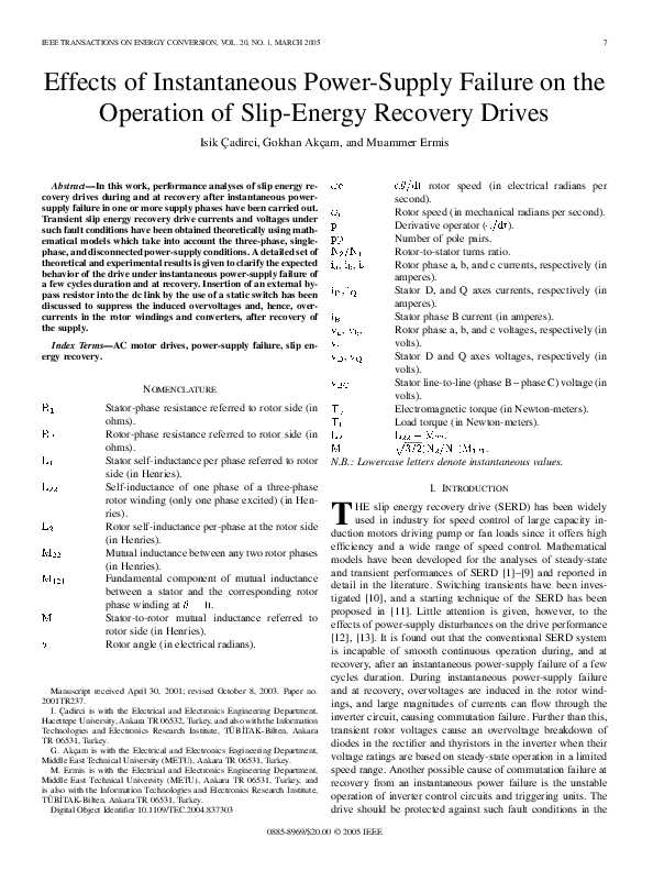 (PDF) Effects of Instantaneous Power-Supply Failure on the Operation of ...