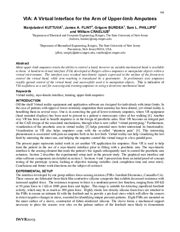 (PDF) VIA: A Virtual Interface for the Arm of Upper-limb Amputees