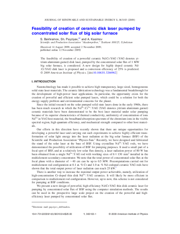 (PDF) Feasibility of creation of ceramic disk laser pumped by ...