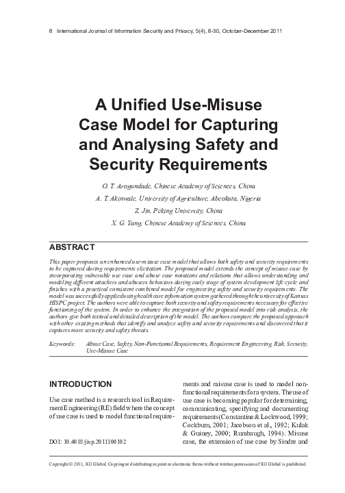 (PDF) A Unified Use-Misuse Case Model for Capturing and Analysing ...