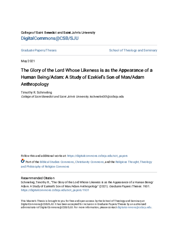 (PDF) The Glory of the Lord Whose Likeness is as the Appearance of a ...
