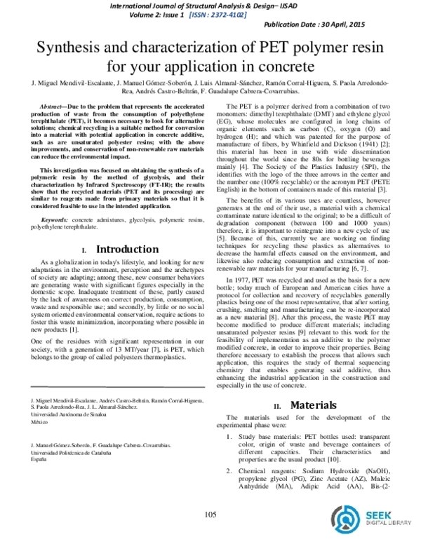 (PDF) Synthesis and characterization of PET polymer resin for your ...