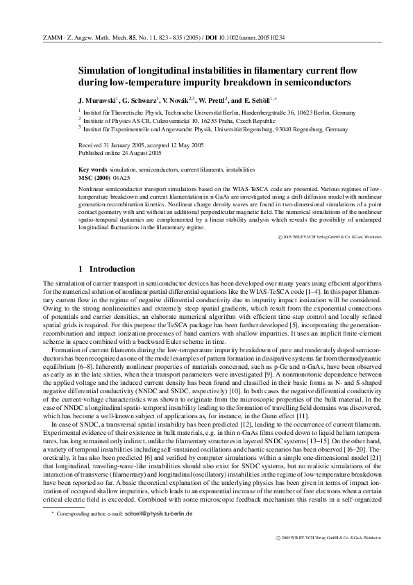 (PDF) Simulation of longitudinal instabilities in filamentary current ...