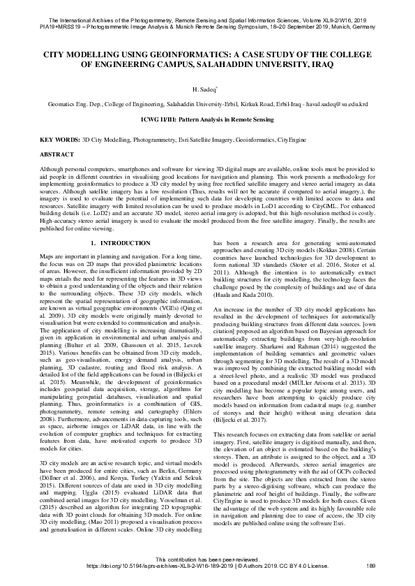 (PDF) City Modelling Using Geoinformatics: A Case Study of the College ...