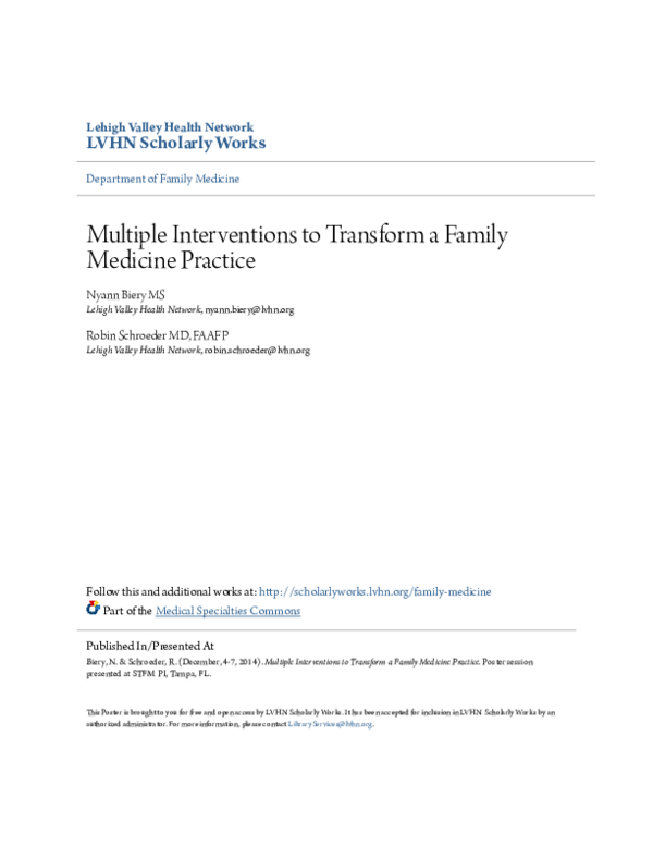 (PDF) Multiple Interventions to Transform a Family Medicine Practice ...