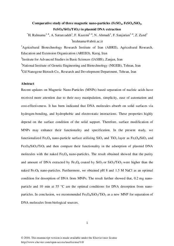 (PDF) Comparative study of three magnetic nano-particles (FeSO4, FeSO4 ...