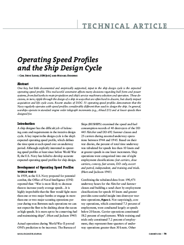 (PDF) Operating Speed Profles and the Ship Design Cycle