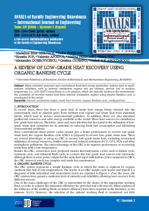 (PDF) A review of low-grade heat recovery using organic Rankine cycle ...