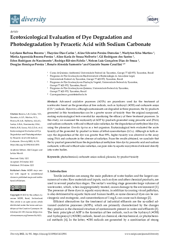 (PDF) Ecotoxicological Evaluation of Dye Degradation and ...