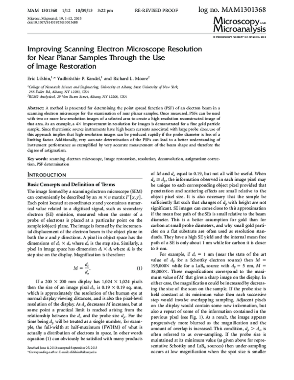 (PDF) Improving Scanning Electron Microscope Resolution for Near Planar ...