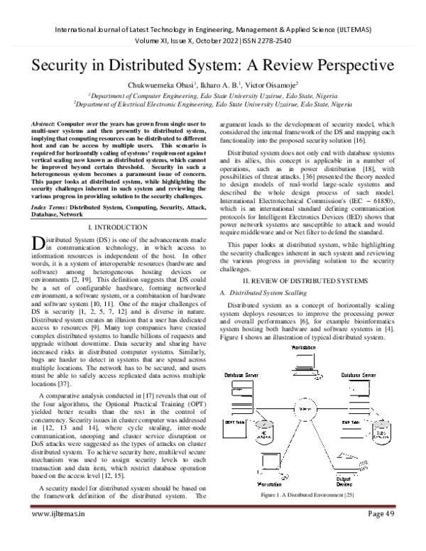 (PDF) Security in Distributed System: A Review Perspective