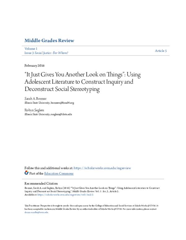 (PDF) “It Just Gives You Another Look on Things”: Using Adolescent ... (PDF) “It Just Gives You Another Look on Things”: Using Adolescent ...