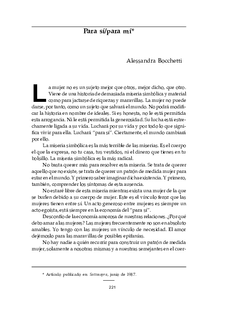 (PDF) Para sí / Para mí