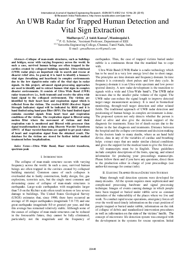 (PDF) An UWB Radar for Trapped Human Detection and Vital Sign Extraction