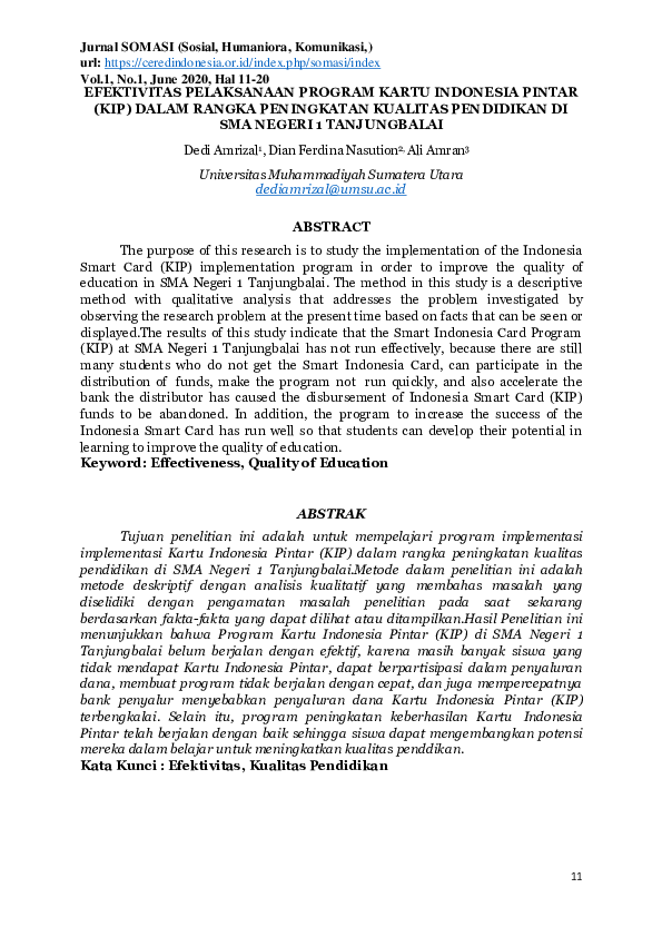 (PDF) Efektivitas Pelayanan Program Kartu Indonesia Pintar (KIP) dalam ...