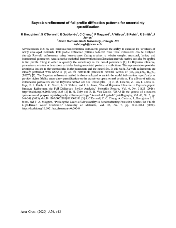(PDF) Bayesian refinement of full profile diffraction patterns for uncertainty quantification