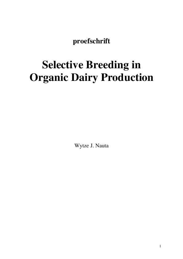 (PDF) Selective breeding in organic dairy production