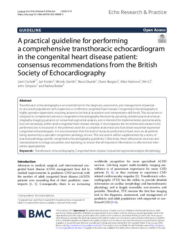 (PDF) A practical guideline for performing a comprehensive transthoracic echocardiogram in the ...