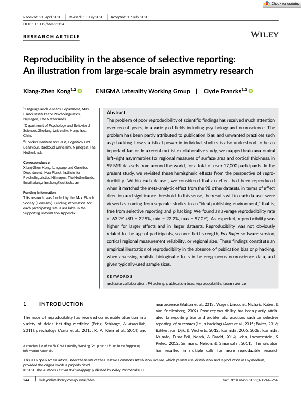 (PDF) Reproducibility in the absence of selective reporting: An ...