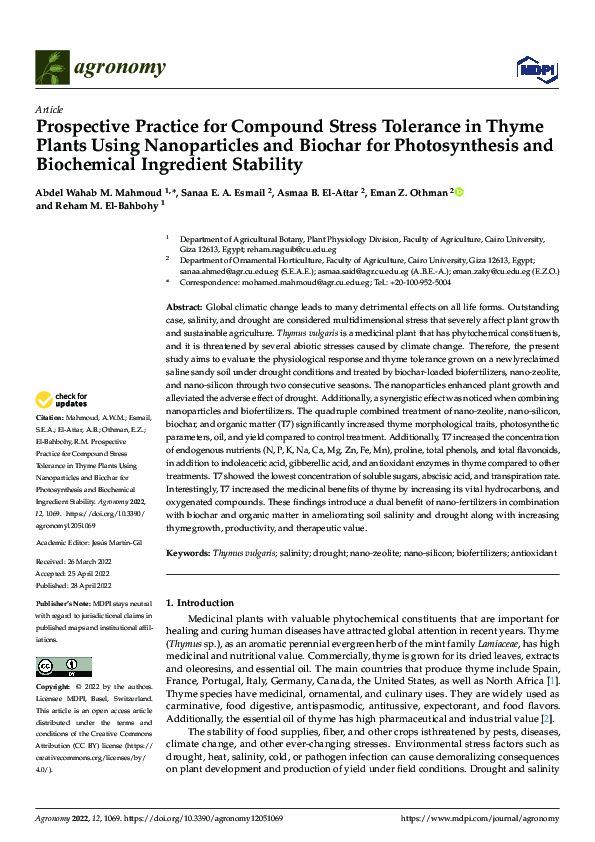 (PDF) Prospective Practice for Compound Stress Tolerance in Thyme ...