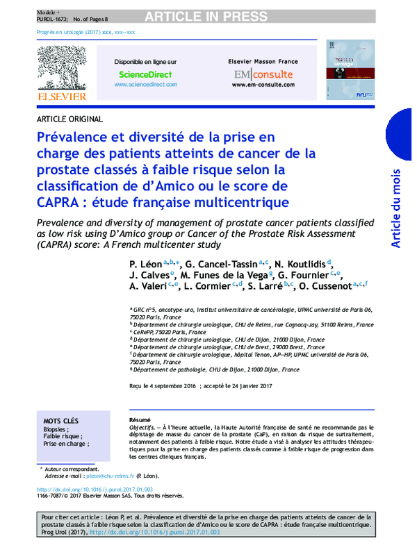 (PDF) Prévalence et diversité de la prise en charge des patients ...