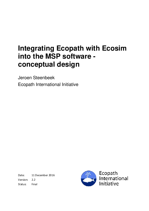 (PDF) Integrating Ecopath with Ecosim into the MSP software - conceptual design