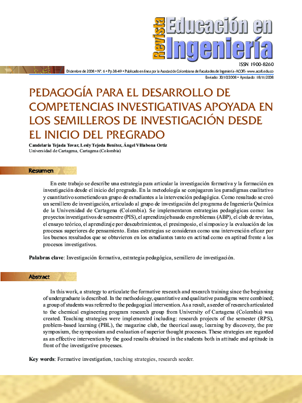 (PDF) Pedagogía para el desarrollo de competencias investigativas en los semilleros de ...