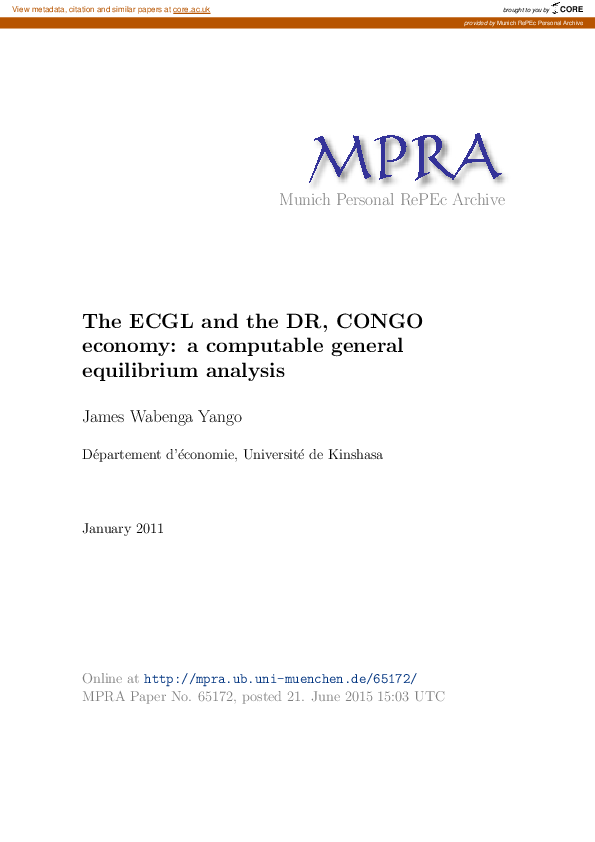 (PDF) La CEPGL et l'économie de la R.D.Congo: Une analyse en équilibre ...