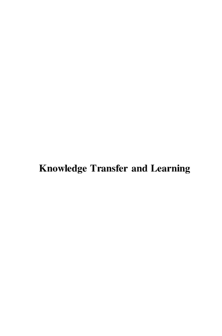 (PDF) Knowledge Transfer and Learning