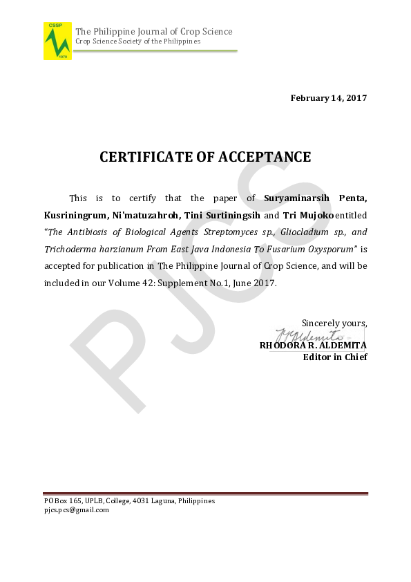 (PDF) The Antibiosis Of Biological Agents Streptomyces Sp ...