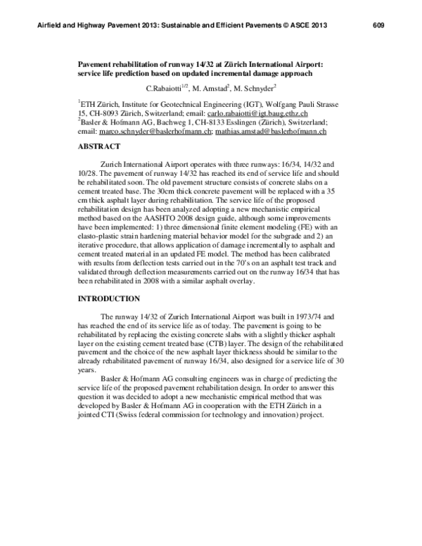 (PDF) Pavement Rehabilitation of Runway 14/32 at Zürich International ...