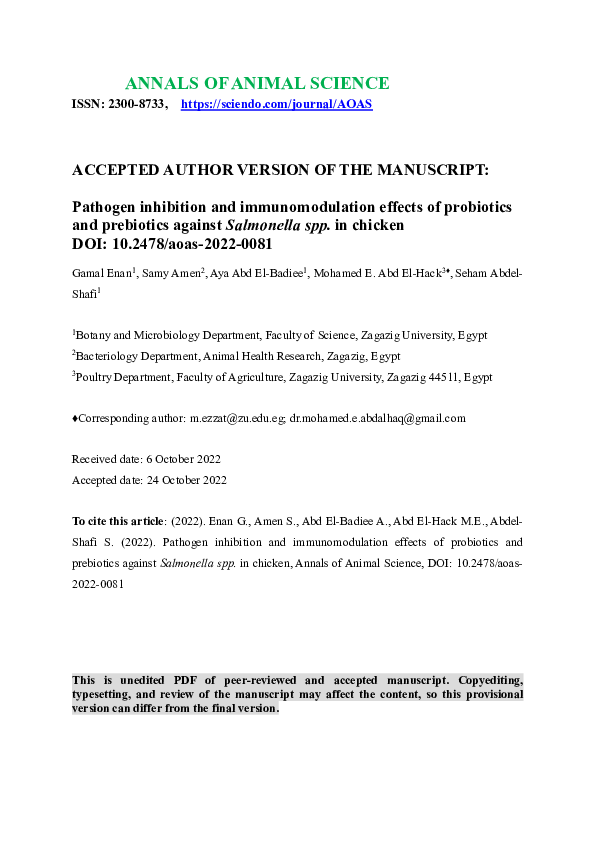 (PDF) Pathogen inhibition and immunomodulation effects of probiotics ...