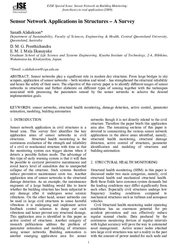 Pdf Ejse Special Issue Sensor Network On Building Monitoring From Theory To Real Application