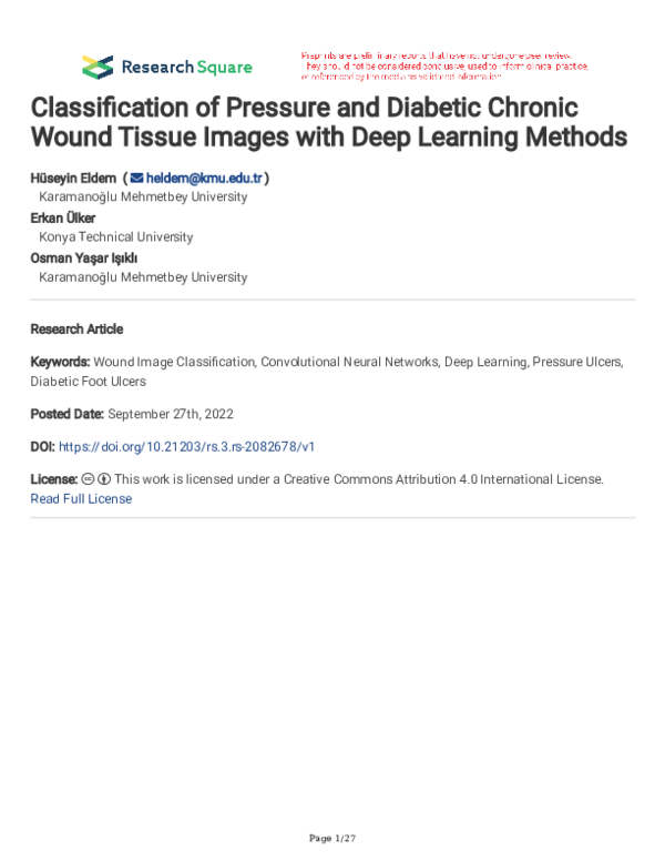 (PDF) Classification of Pressure and Diabetic Chronic Wound Tissue ...