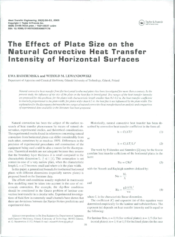(PDF) The Effect of Plate Size on the Natural Convective Heat Transfer ...