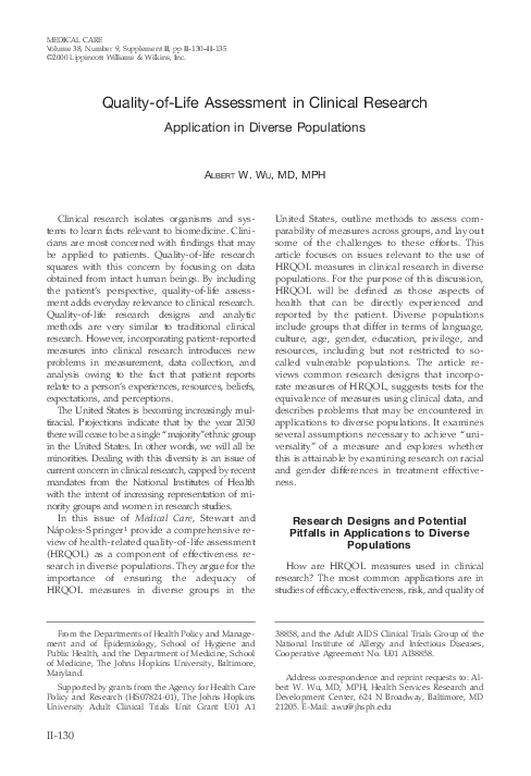 (PDF) Response to Stewart and Nápoles-Springer: Quality-of-Life ...