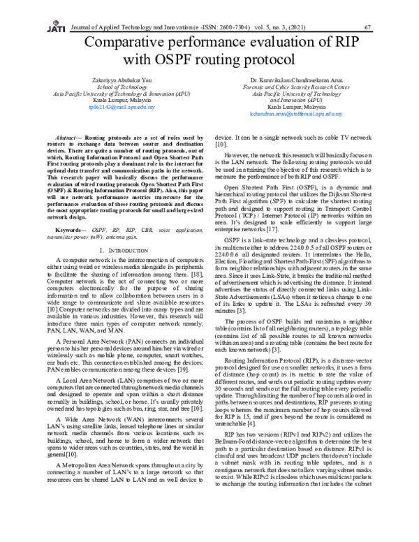 Pdf Comparative Performance Evaluation Of Rip With Ospf Routing Protocol 4429