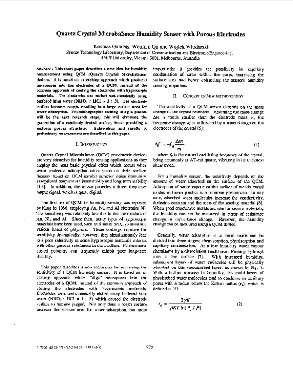 (PDF) Quartz crystal microbalance humidity sensor with porous electrodes