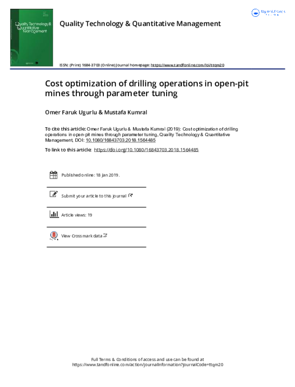 (PDF) Cost optimization of drilling operations in open-pit mines through parameter tuning