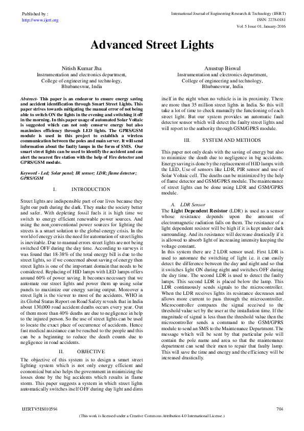 (PDF) Advanced Street Lights (PDF) Advanced Street Lights